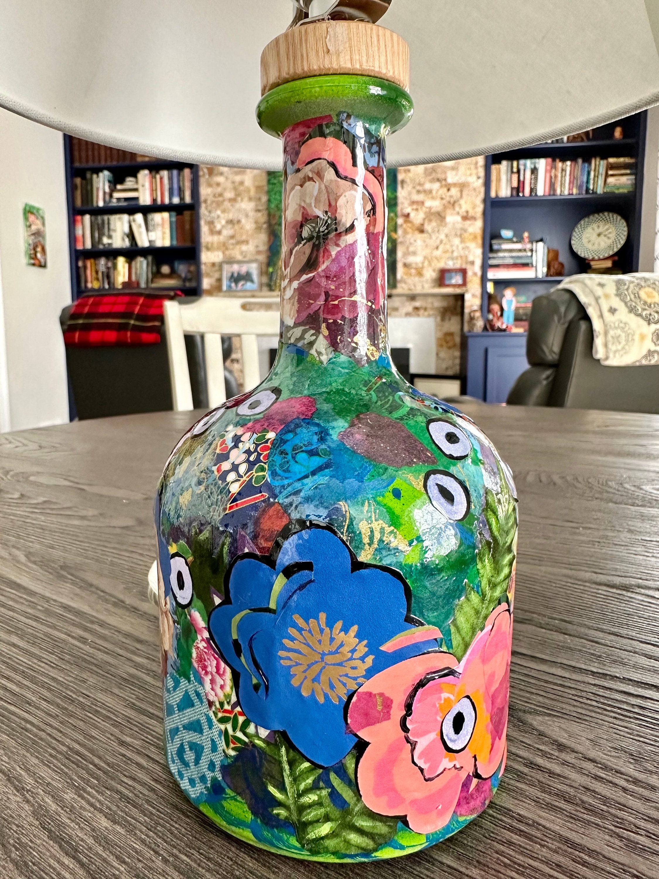 Funky Table Lamps Pair Maximalism Boho Upcycled Decorated Tequila ...