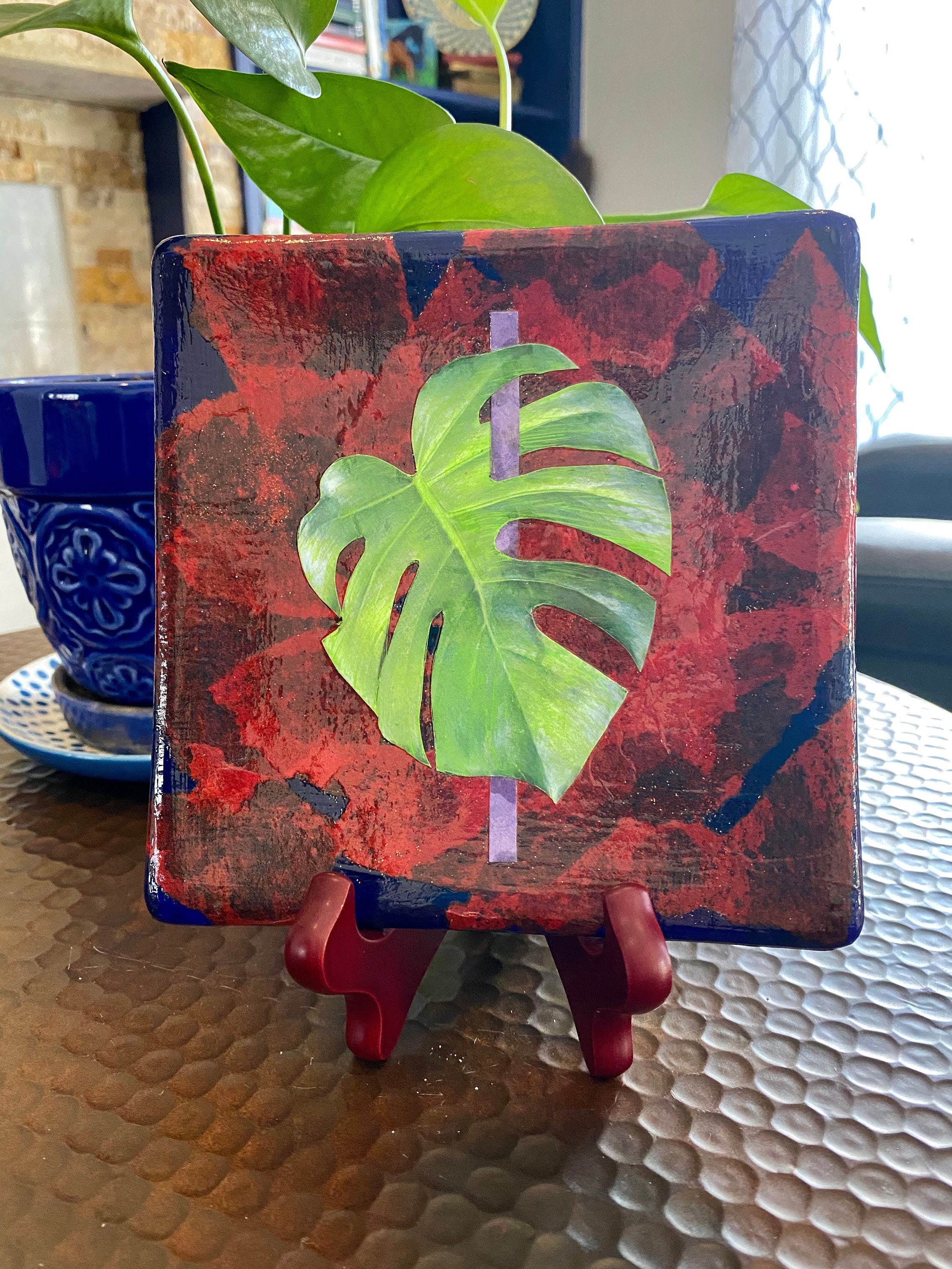 Artsy Decor Tray Dish Upcycled Boho Mixed Media Collage Outsider Art - Etsy