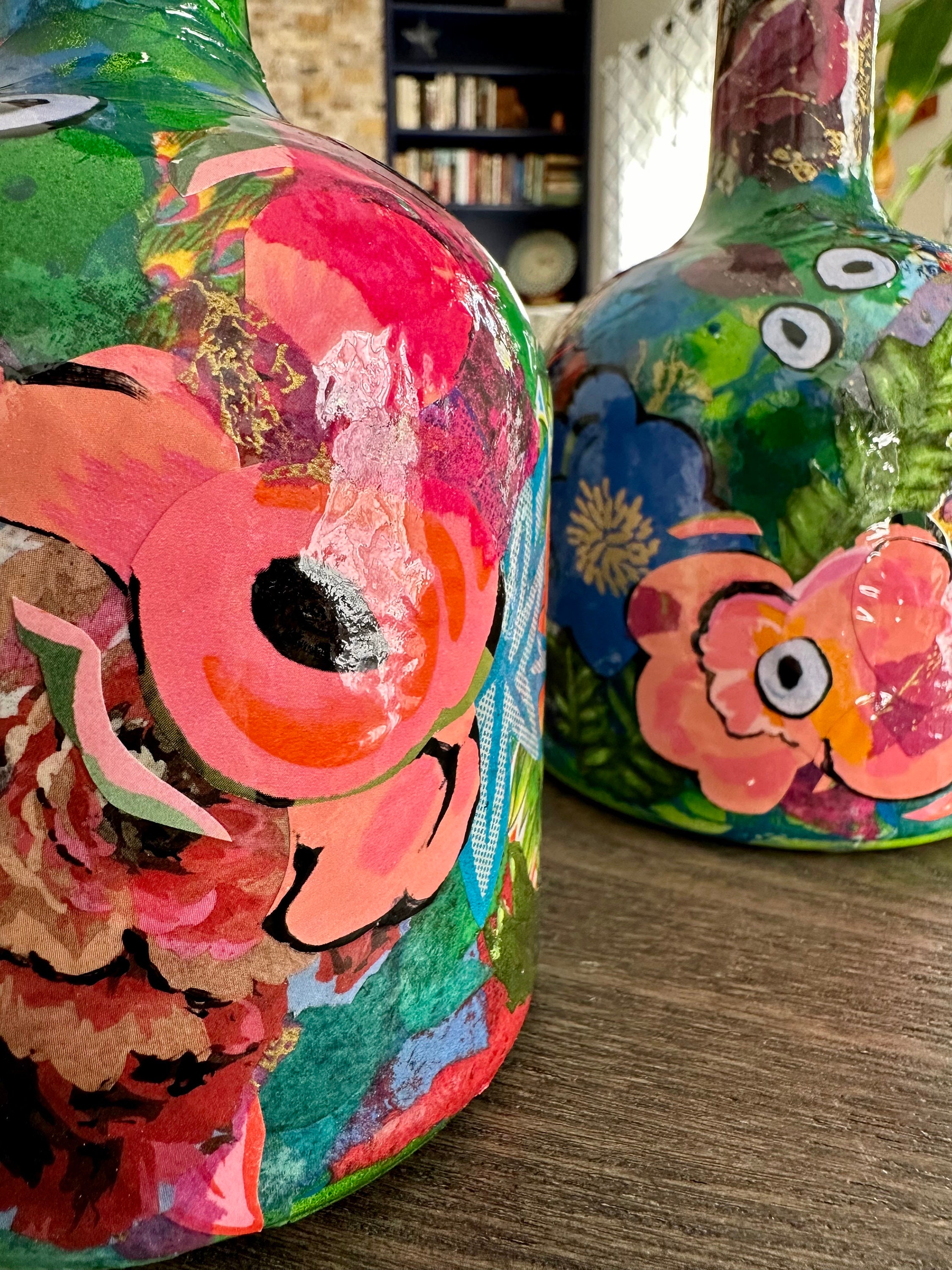 Funky Table Lamps Pair Maximalism Boho Upcycled Decorated Tequila ...