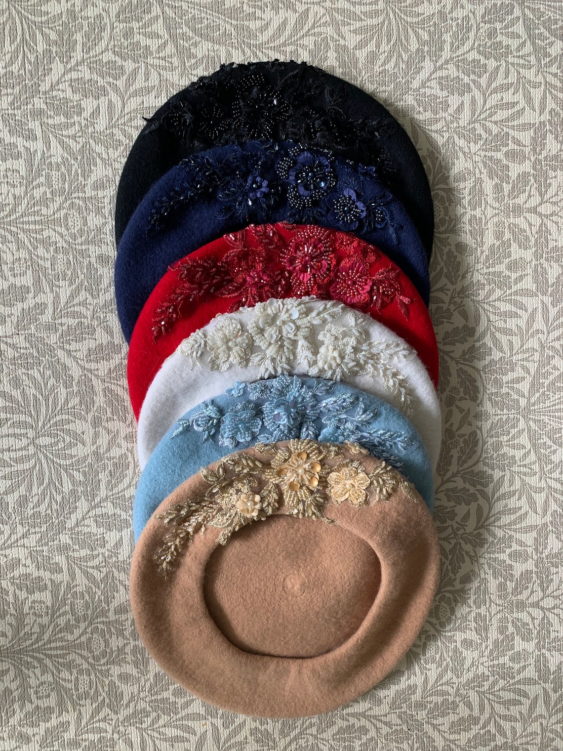 100% Wool Beret, Decorated Beret, Beaded Beret, Beautiful Beret, Womens ...