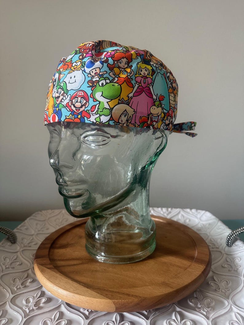 Mario Bros Surgical Scrub Cap: Nintendo Characters Print - Etsy