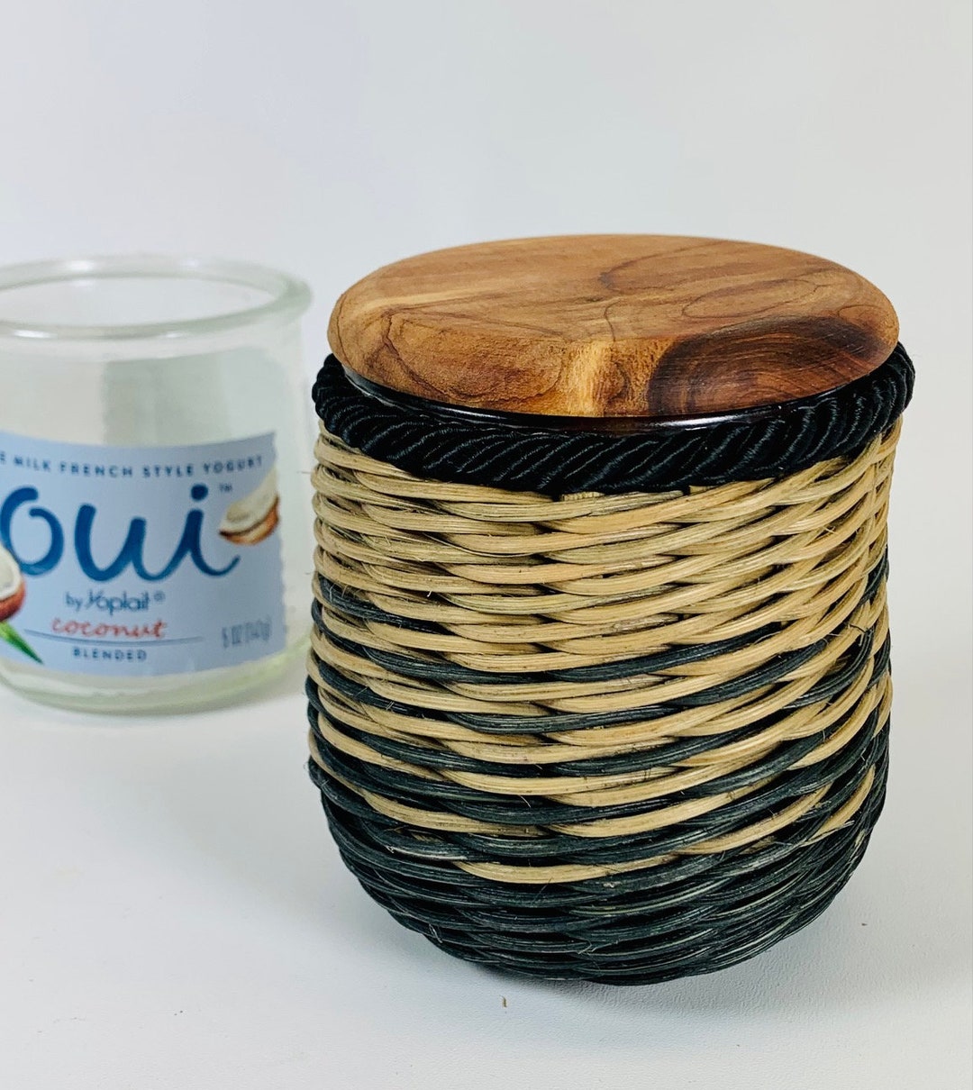 Oui Basket...small Handwoven Baskets Around a Oui Yogurt Jar - Etsy