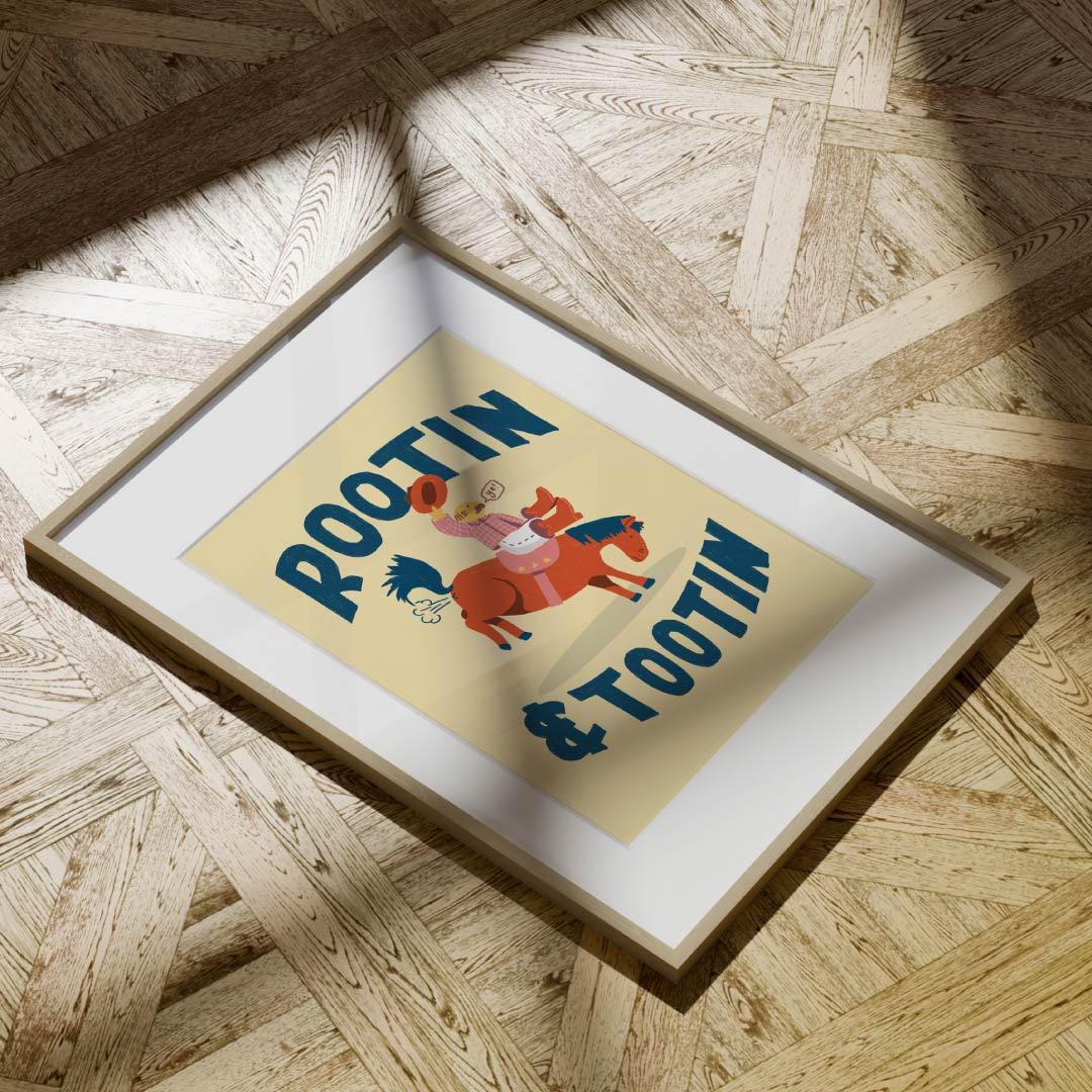 Rootin' & Tootin' Cowboy Art Print | Multiple Sizes | High-quality ...