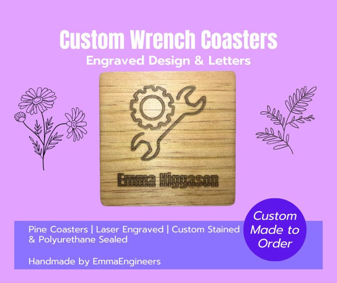 Custom Wrench Coasters - Personalized Set for Mechanics and DIY ...