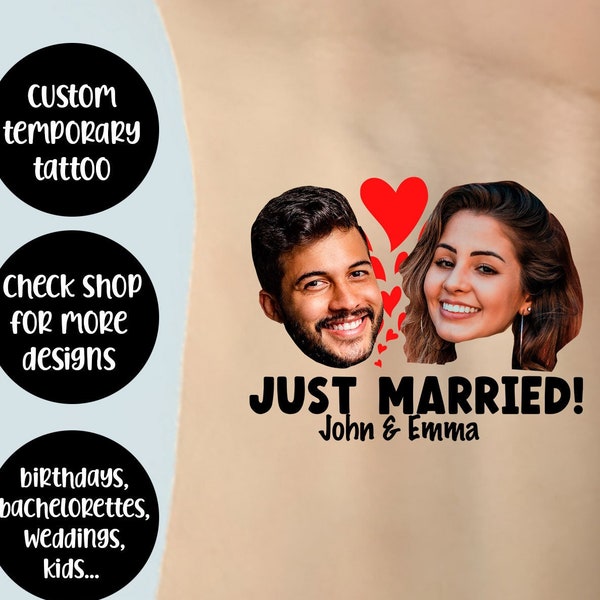 Just Married Face Tattoo - Etsy