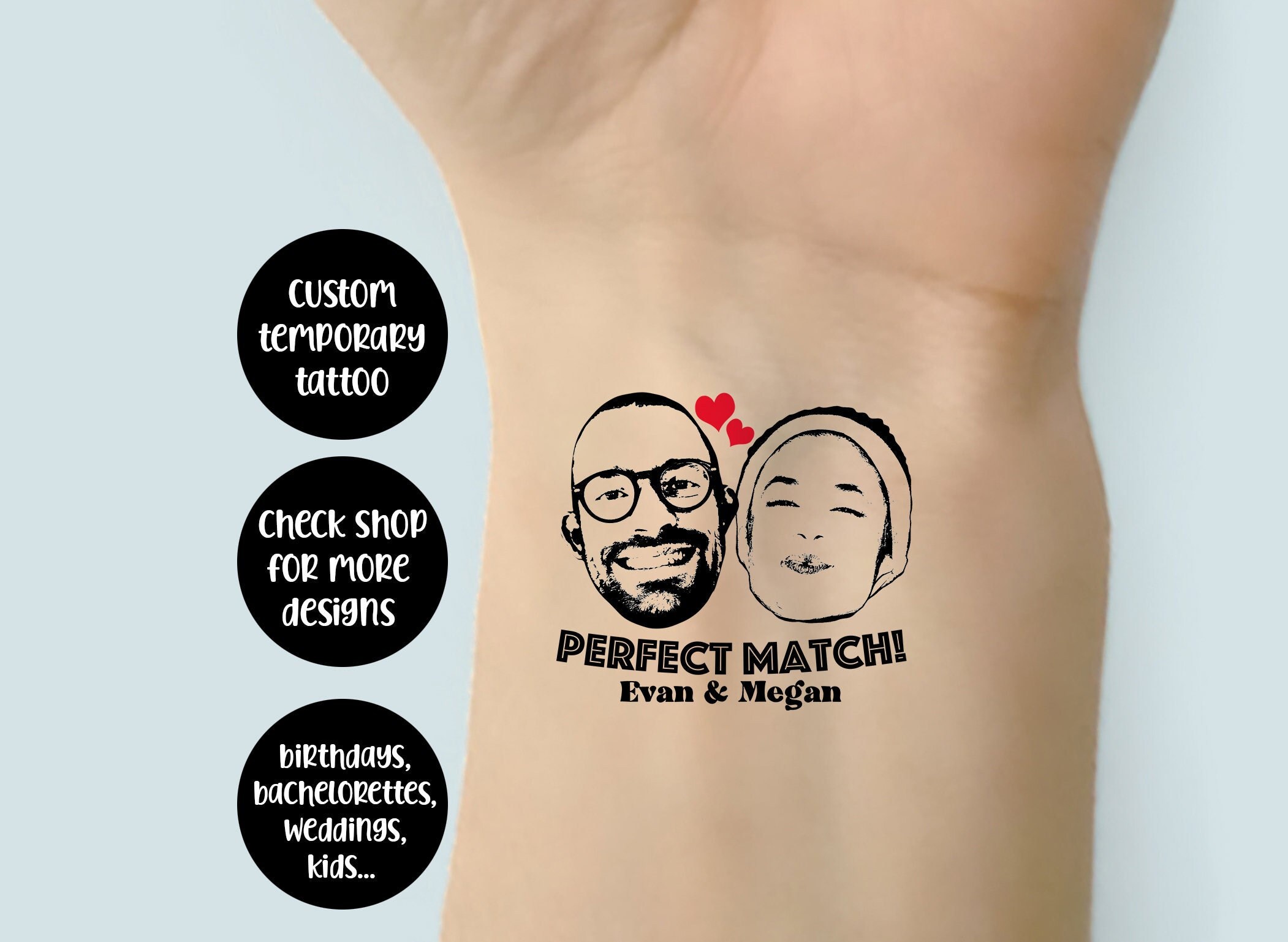 Custom Face Wedding Temporary Tattoo Personalized Wedding - Etsy