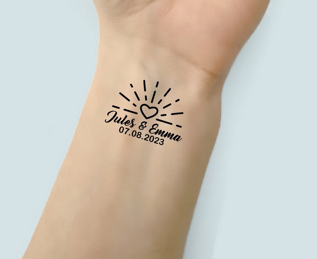 Custom Wedding Temporary Tattoo - Wedding Names and Date Tattoo Sticker ...