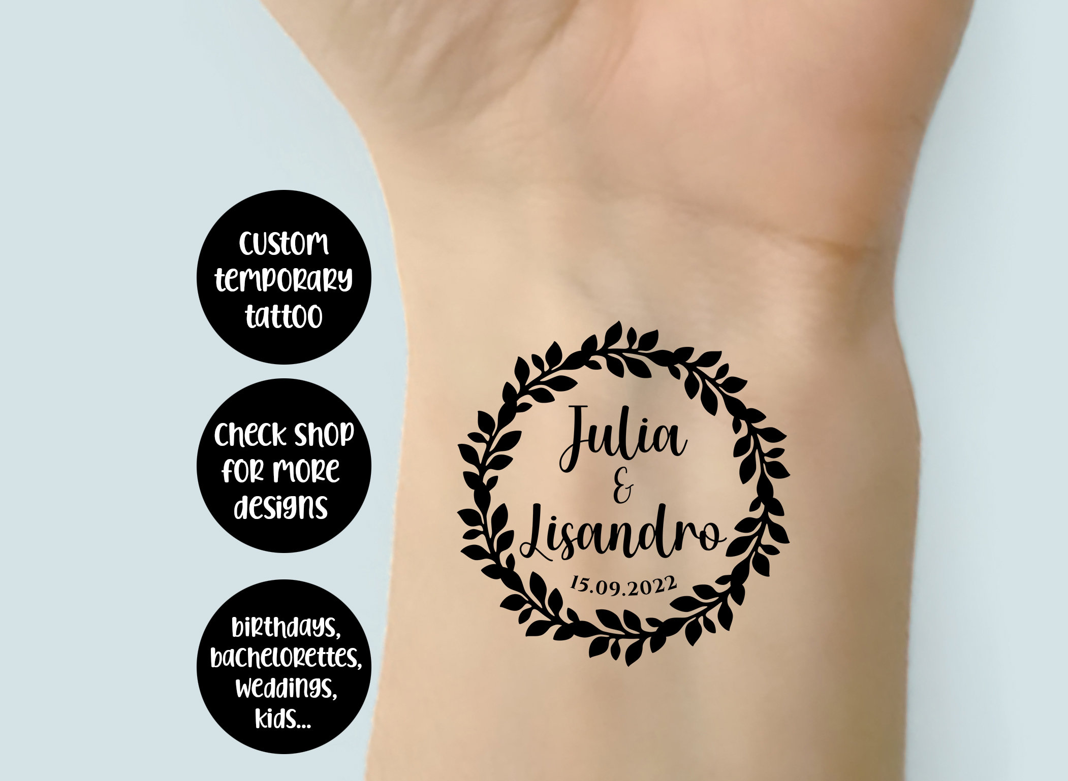 Custom Wedding Temporary Tattoo Wedding Couple Names and - Etsy