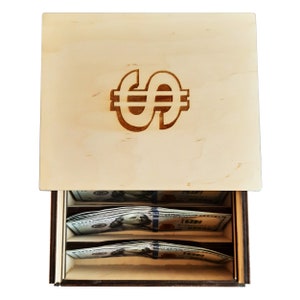 Plywood Cash Box With Sliding Lid: 6-compartment Money Holder - Etsy