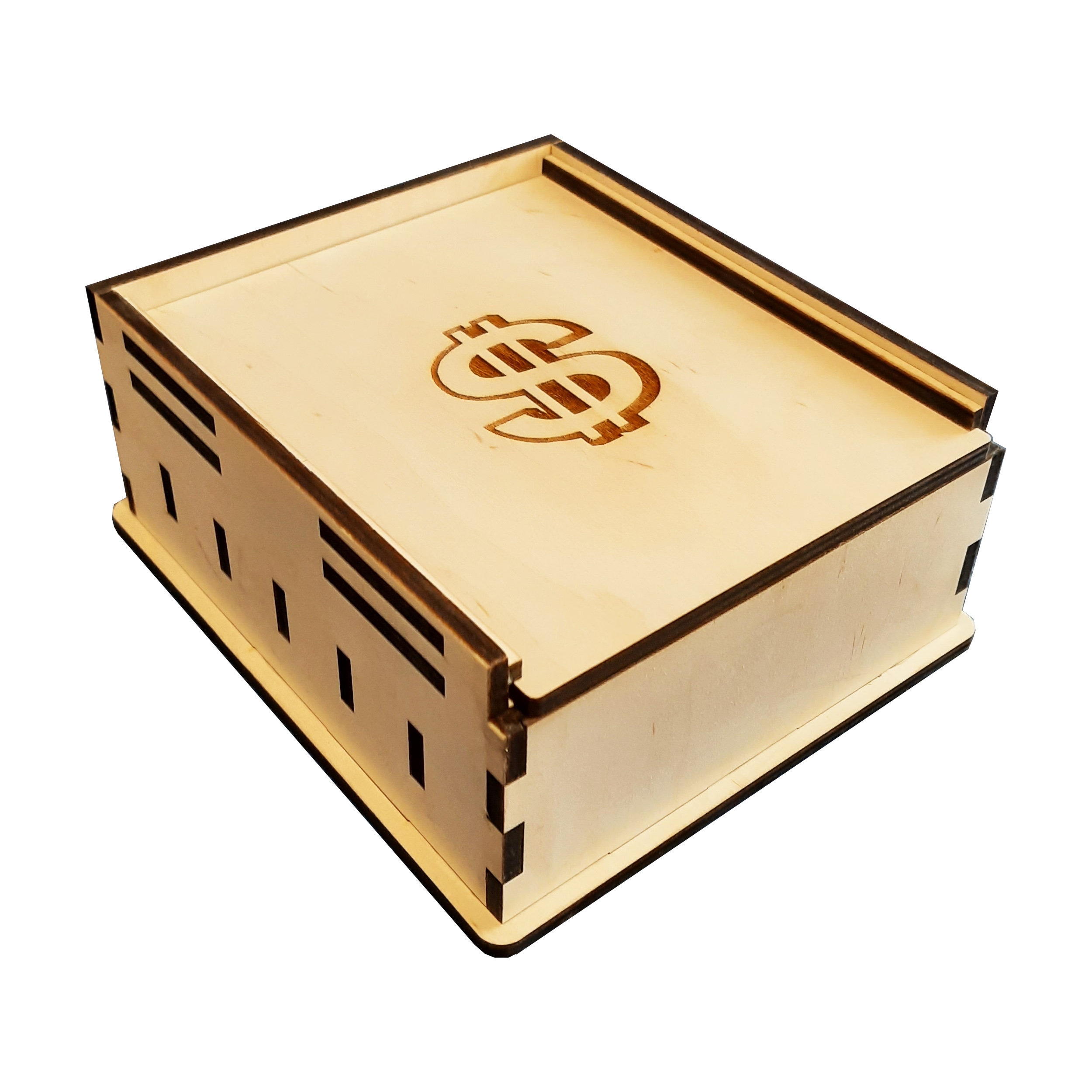 Plywood Cash Box With Sliding Lid: 6-compartment Money Holder - Etsy