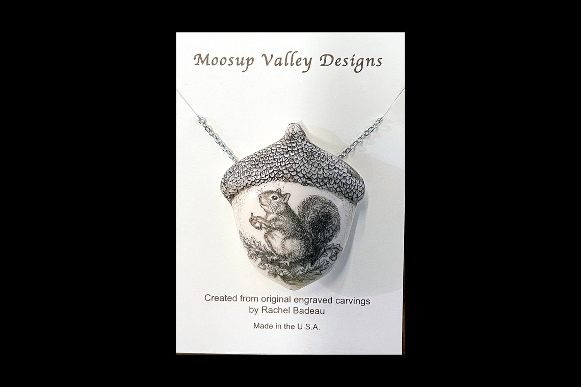 Squirrel Pin/pendant. Moosup Valley Acorn Nut Etched - Etsy