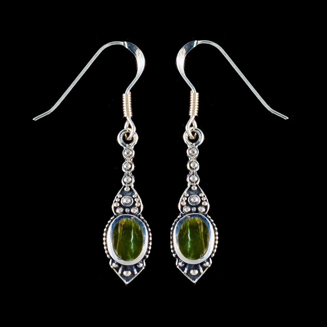 Small Oval Alaskan Jade Dangle Sterling Silver With French Wire Earring ...