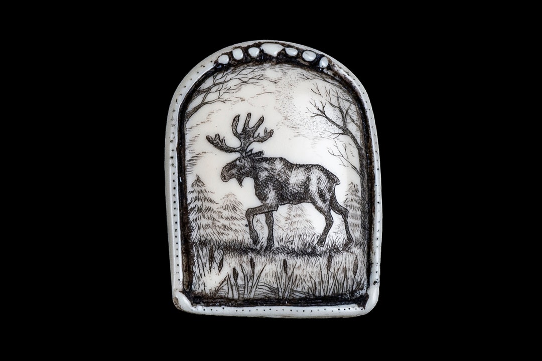 Moose Pin/pendant. Moosup Valley, Etched, Scrimshaw, Wildlife, 3D ...