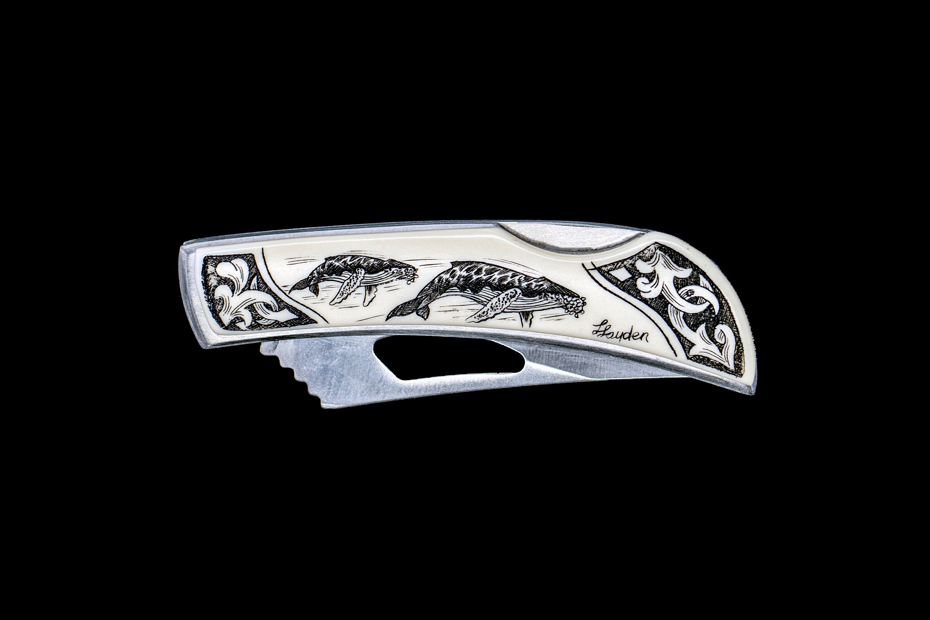 Etched Humpback Whales Stainless Steel Silver Hawk Knife. - Etsy