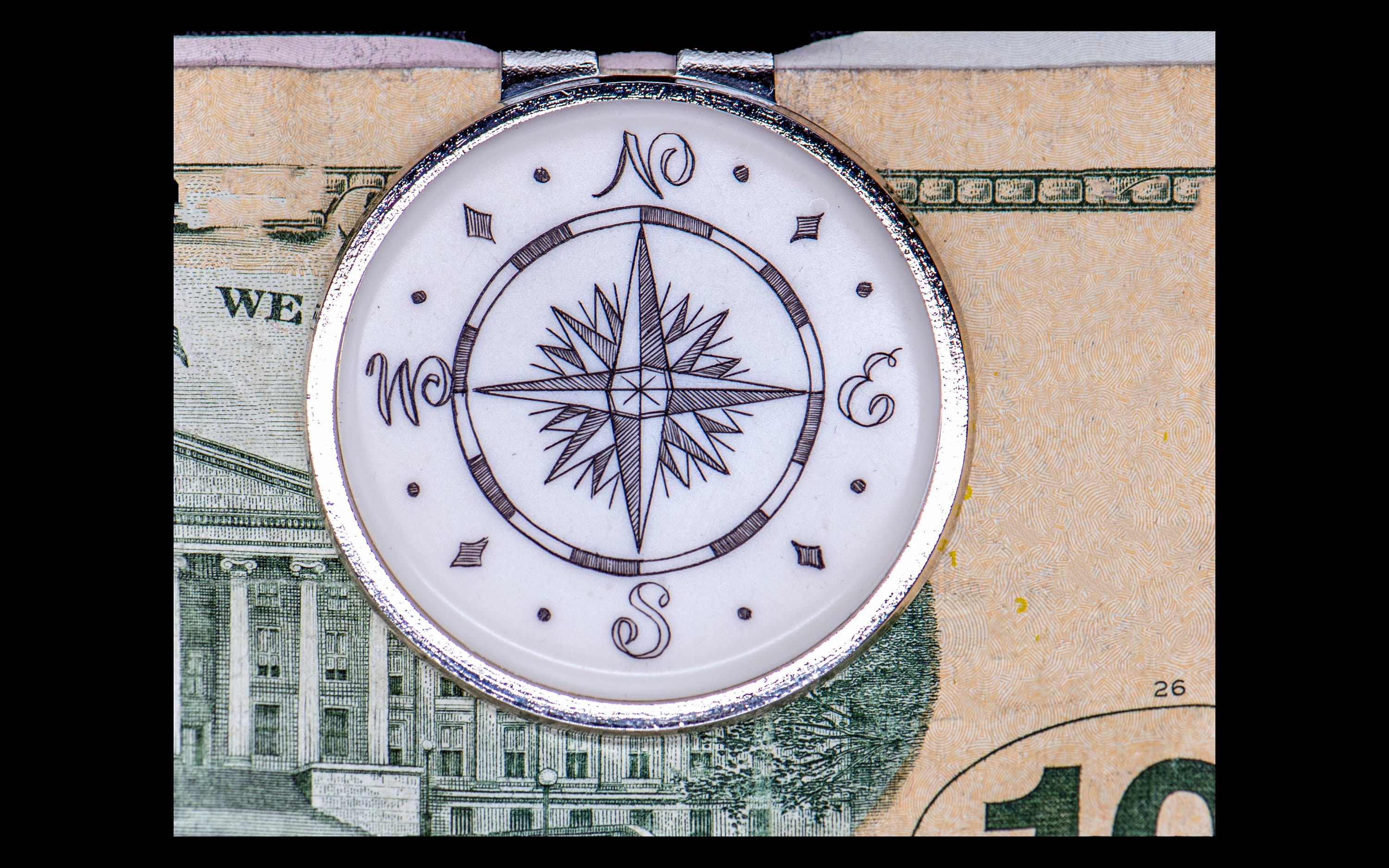 Etched Compass Rose Round Spring Money Clip . Eco Ivory - Etsy