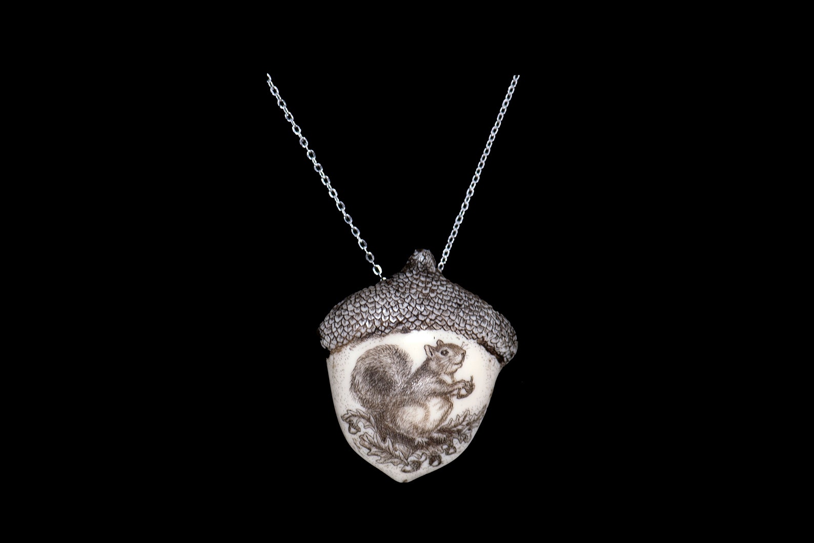 Squirrel Pin/pendant. Moosup Valley Acorn Nut Etched - Etsy
