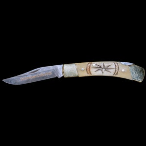 Etched Colored Ink Compass Rose Scrimshaw Collection on Bovine Bone ...