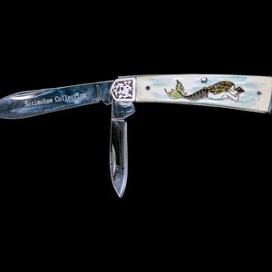 Scrimshaw Mermaid Colored Ink Design Scrimshaw Collection Large Dual ...