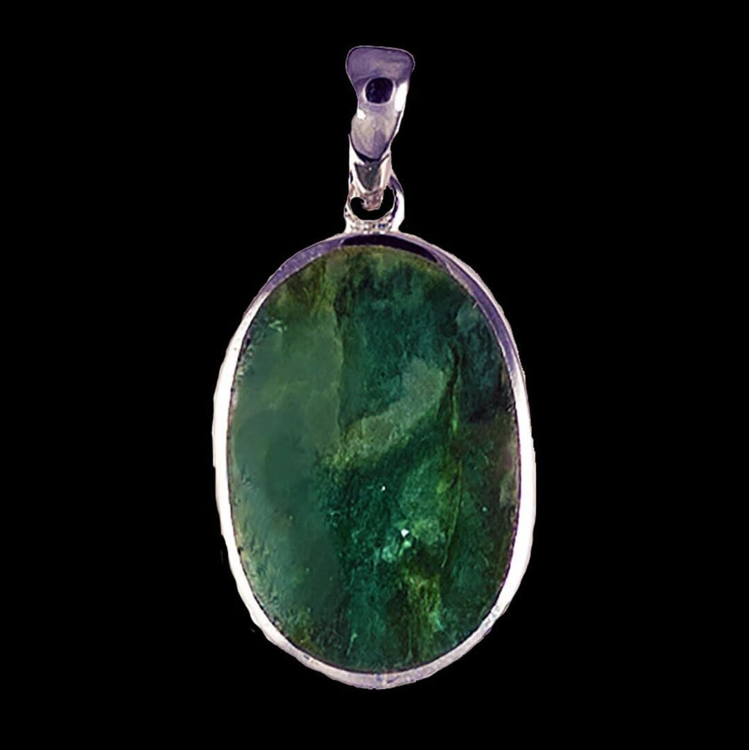 Small Oval Jade Sterling Silver Pendant, With 18" Chain - Etsy