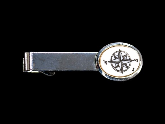 Scrimshaw Compass Rose Tie Bar Save the Elephant Collection. - Etsy