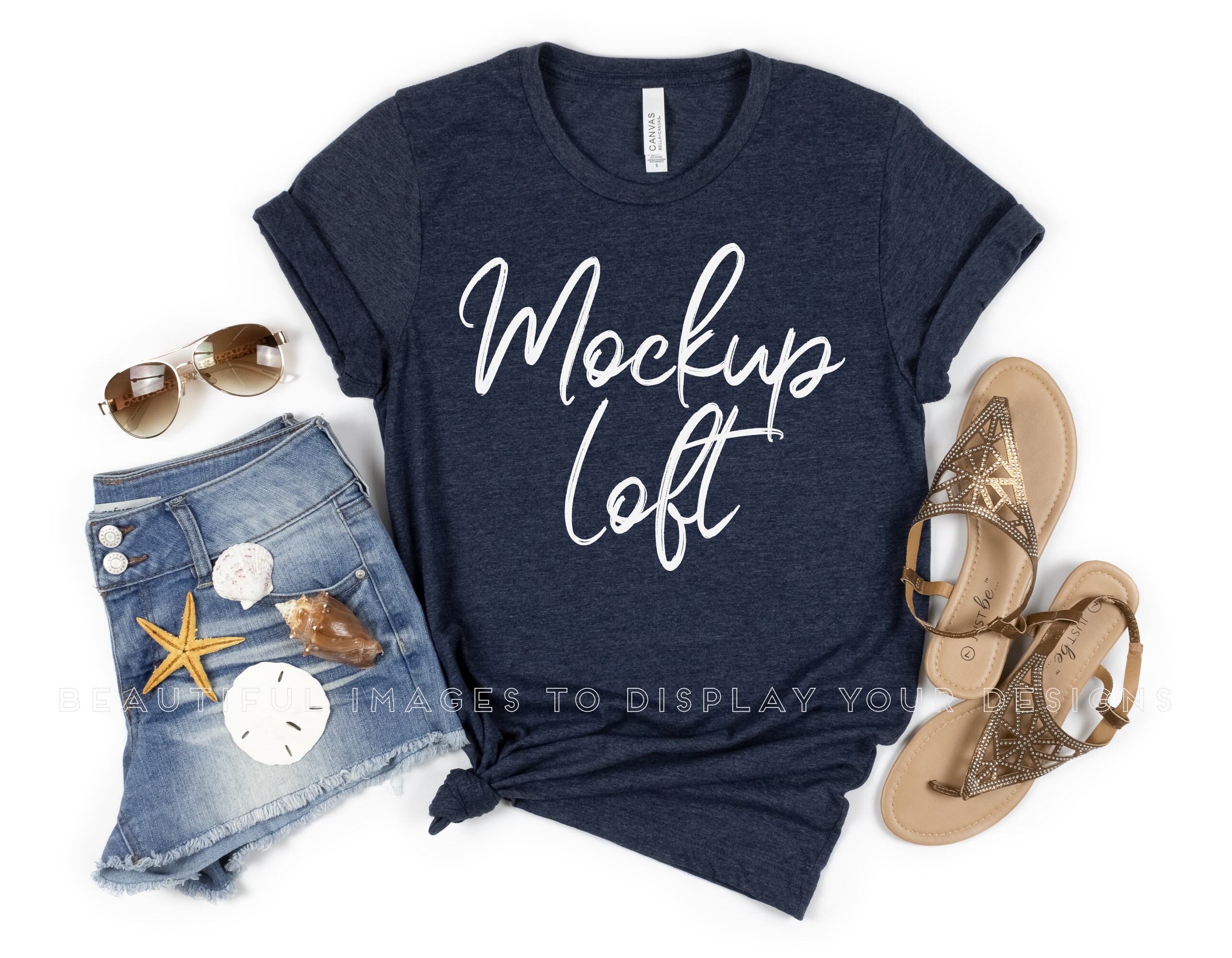 Bella Canvas 3001 Mockup Heather Navy Heather Navy T Shirt - Etsy