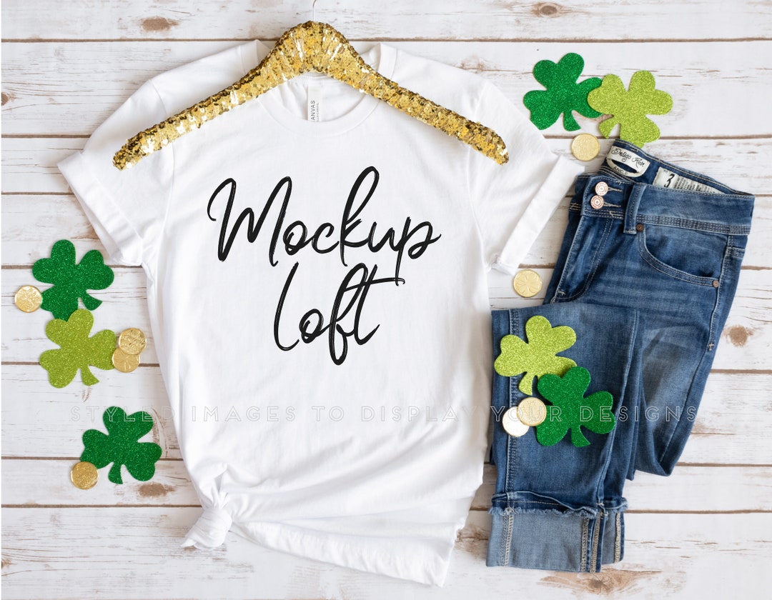 St Patricks Day Mockup | Bella Canvas 3001 Mockup White | White 3001 T ...