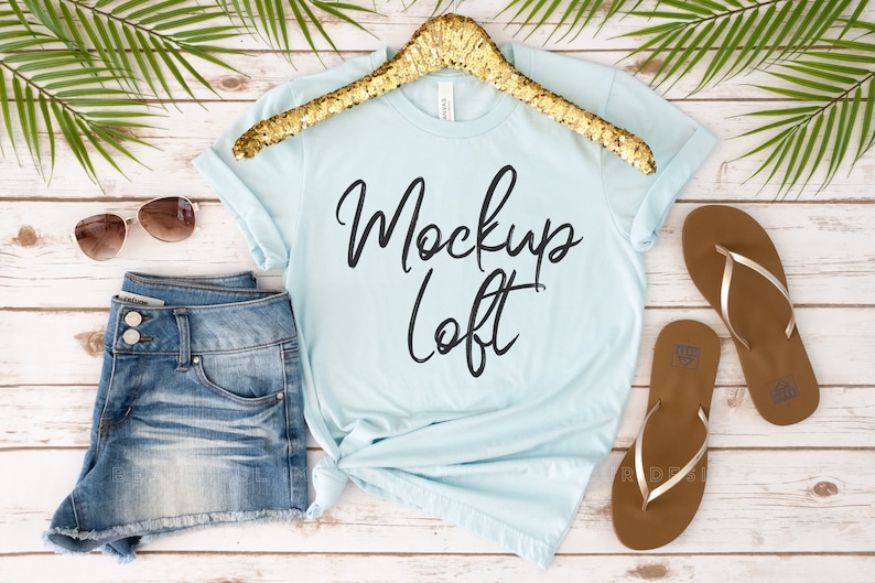 Bella Canvas 3001 Mockup Heather Ice Blue Heather Ice Blue T - Etsy