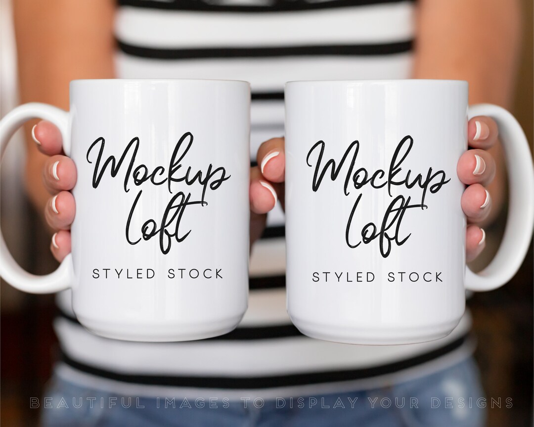 Model Mug Mockup | Front and Back Mug Mockup | 15 Oz. Ceramic Mug ...