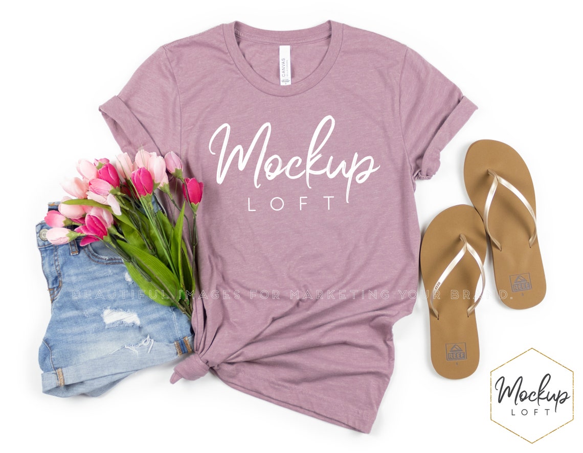 Bella Canvas 3001 Mockup Heather Orchid Heather Orchid T - Etsy