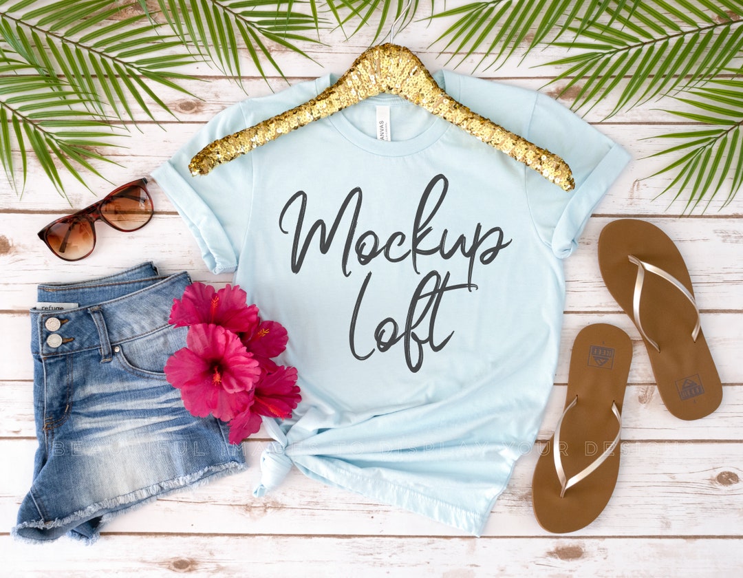 Bella Canvas 3001 Mockup Heather Ice Blue | Heather Ice Blue T Shirt ...