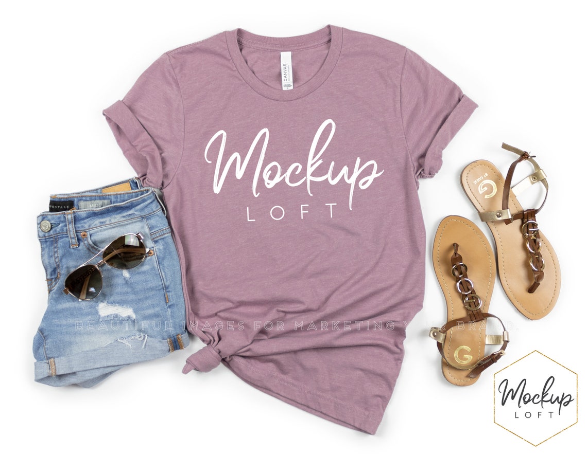 Bella Canvas 3001 Mockup Heather Orchid Heather Orchid T | Etsy