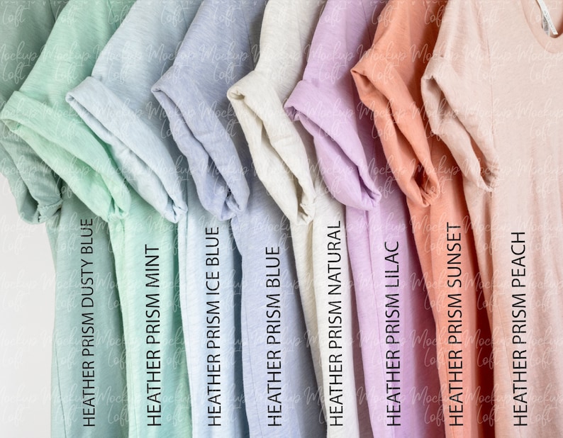 Bella Canvas 3001 Heather Prism Colors Chart | Heather Prism Dusty Blue ...