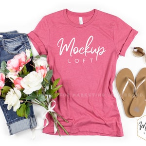 Bella Canvas 3001 Mockup Heather Raspberry Pink Tshirt - Etsy