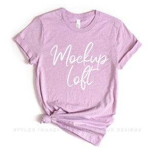 Bella Canvas 3001 Mockup Heather Prism Lilac | Purple T Shirt Mockup ...