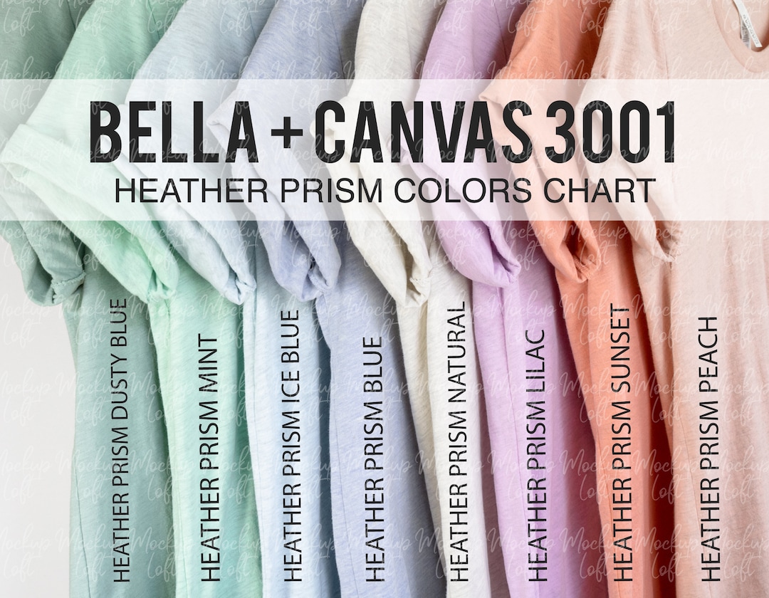 Bella Canvas 3001 Heather Prism Colors Chart | Heather Prism Dusty Blue ...