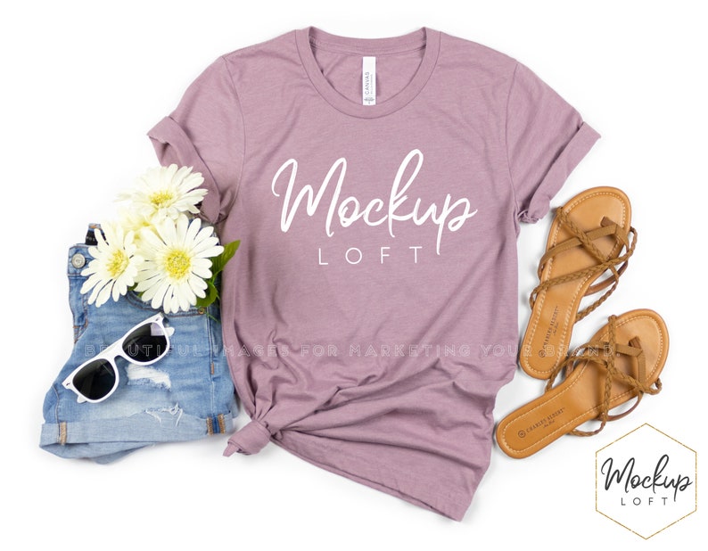 Bella Canvas 3001 Mockup Heather Orchid Heather Orchid T | Etsy