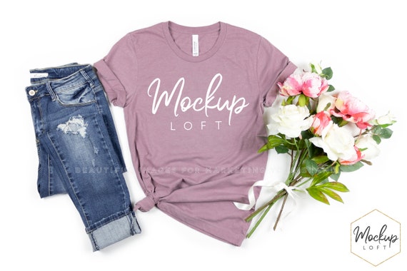 Bella Canvas 3001 Mockup Heather Orchid Heather Orchid T - Etsy