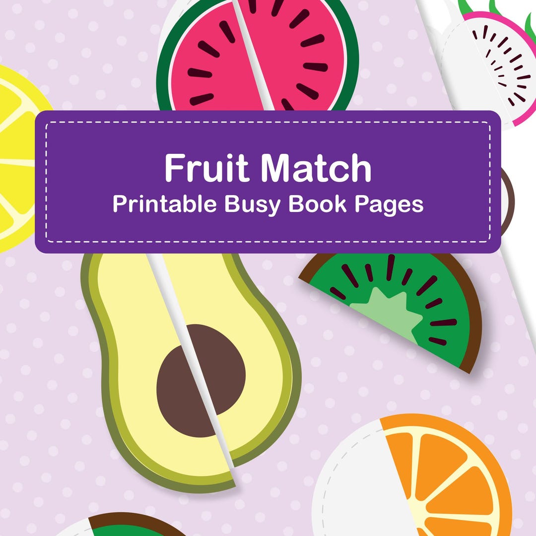 Fruit Match, Toddler Busy Book, Printable Pages, Activity Book ...