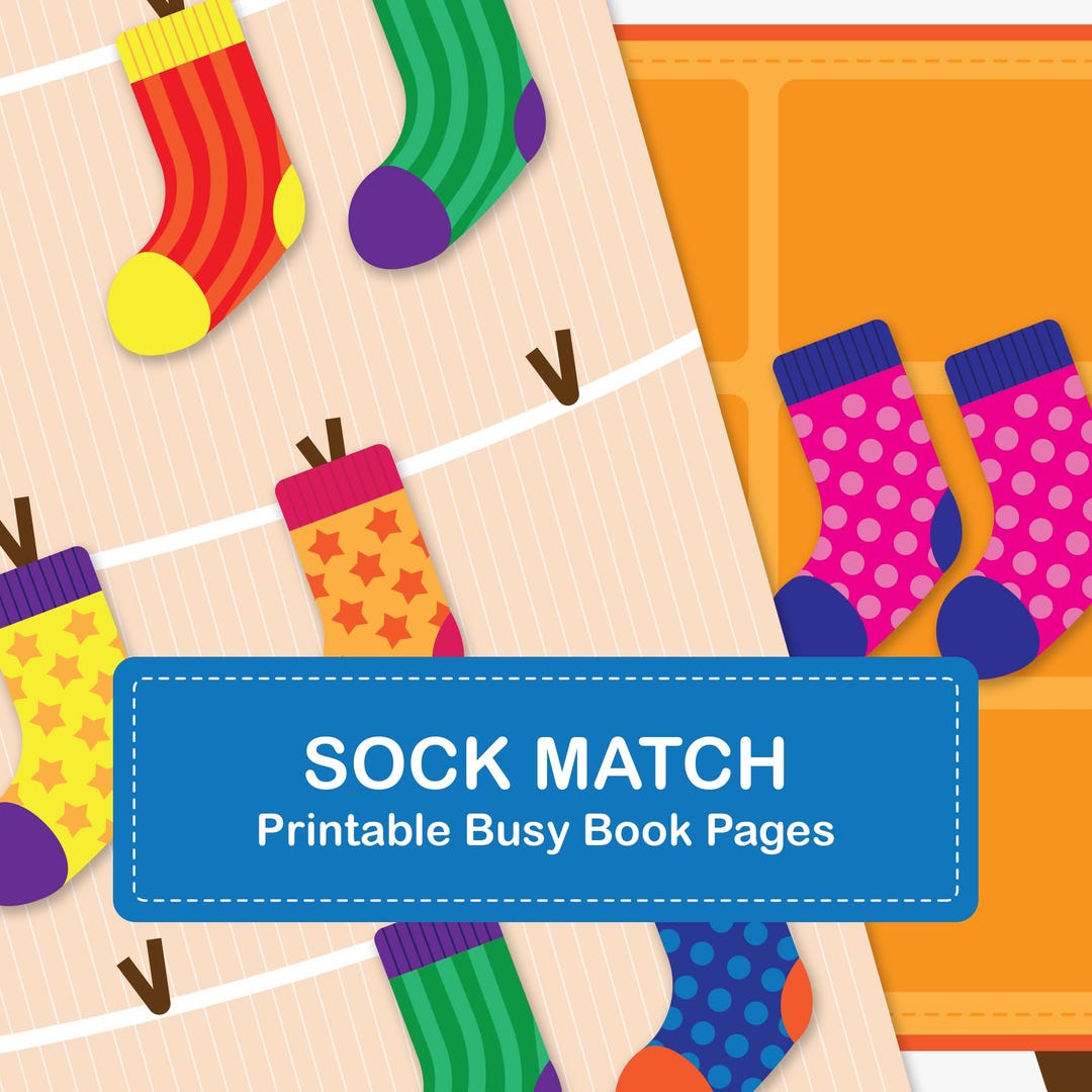 Busy Book, Sock Match Game, Printable Pages, Activity Book, Learning ...