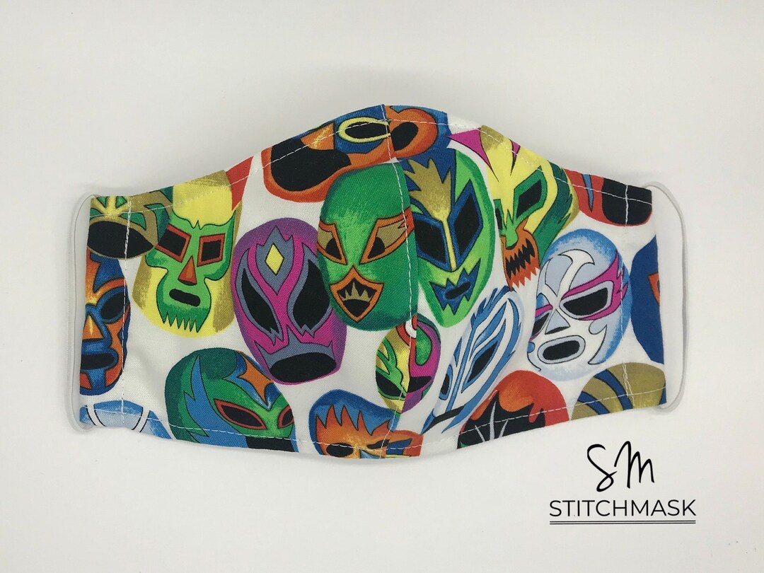 Nacho Libre Luchadores Face Mask With Pocket Filter and Nose Wire, 3 ...