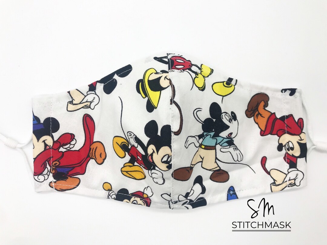Disney Mickey Face Mask. 3 Layers, Pocket Filter, Nose Wire. Adjustable ...