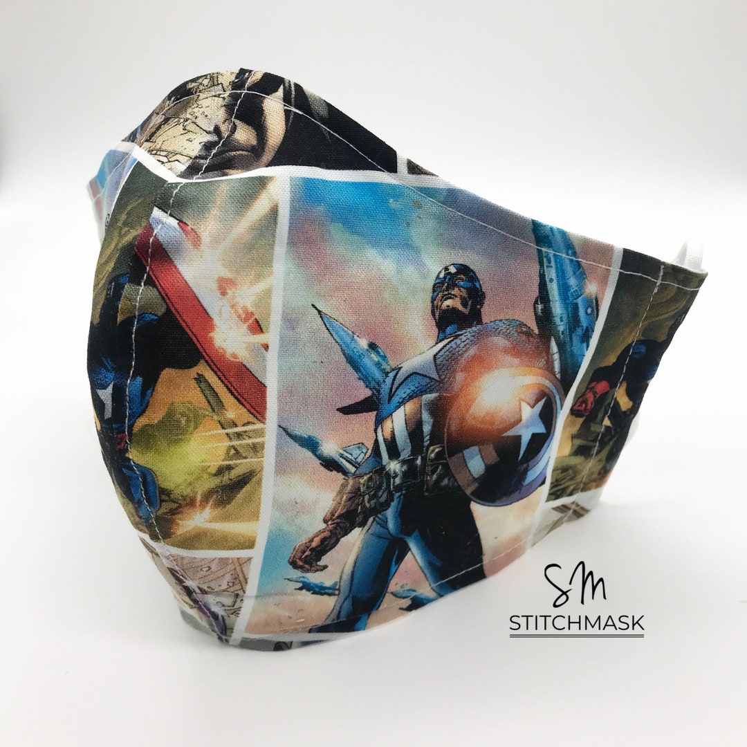 Marvel Captain America Face Mask Filter Pocket Nose Wire 3 Layers ...