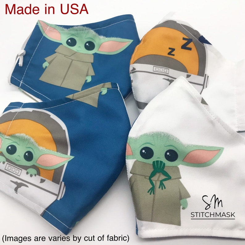 Rare The Mandalorian Baby Yoda Face Mask. 3 layers Pocket | Etsy