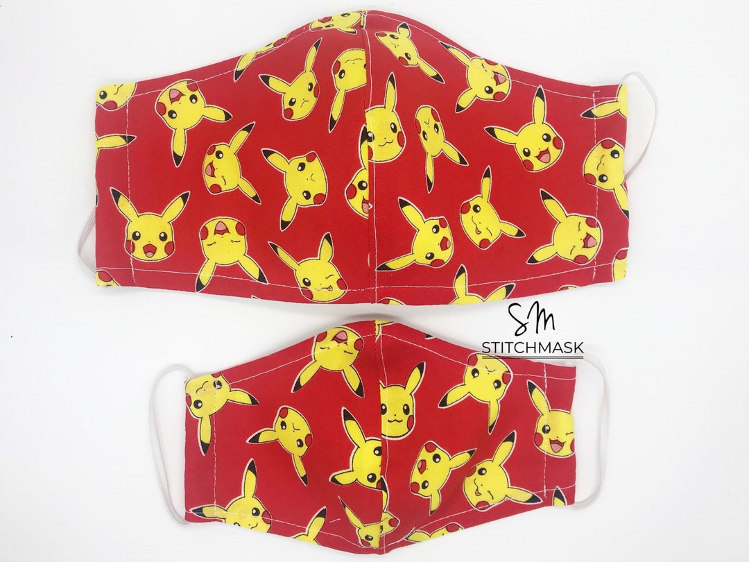 Adult and Kids Pokemon Pikachu Face Mask With Filter Pocket and Nose ...