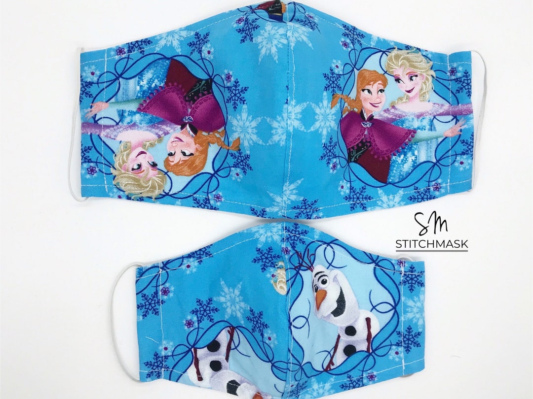 Elsa/anna/olaf Frozen Face Mask With Filter Pocket, Nose Wire, Adult ...