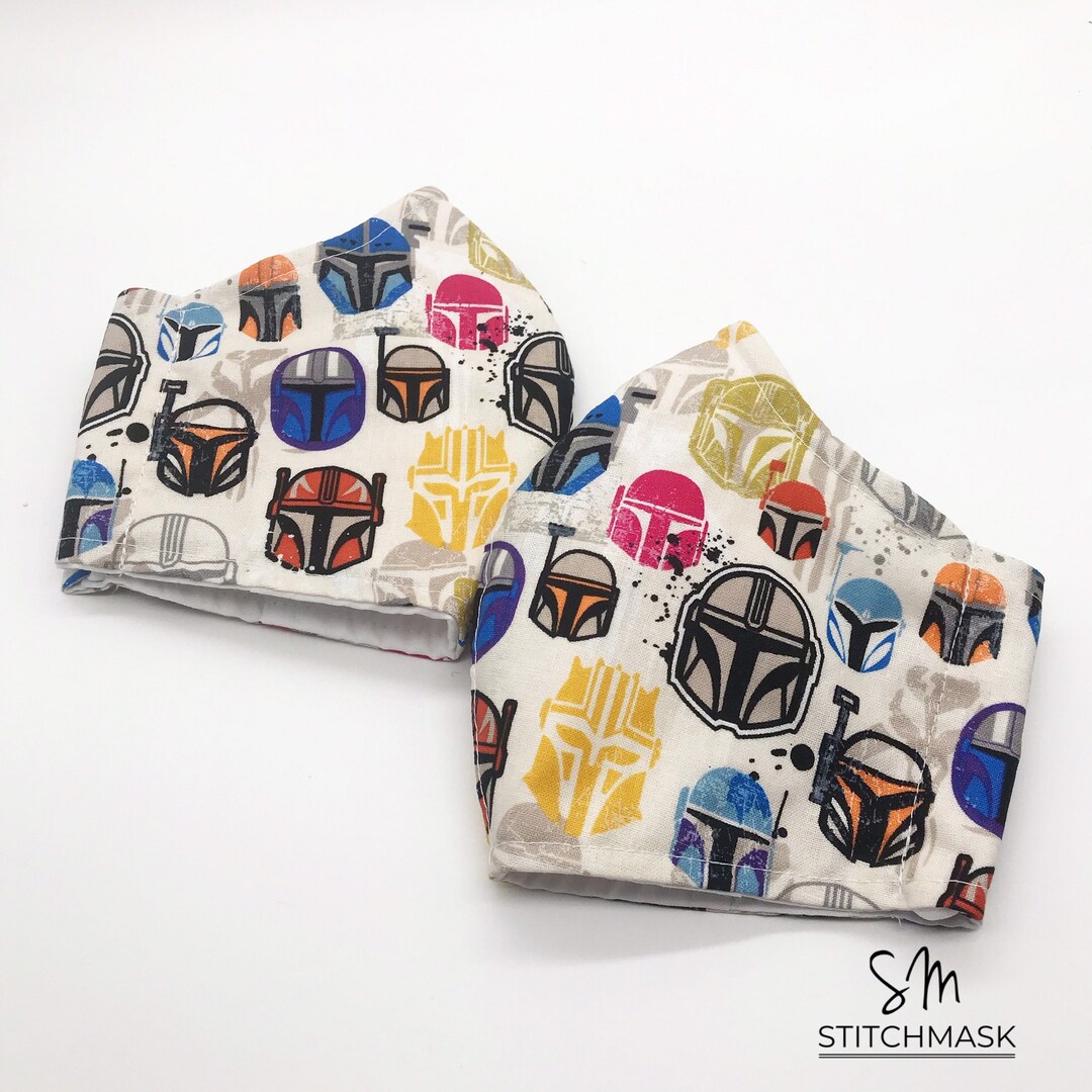 The Mandalorian Face Mask. Helmet Mask. 3 Layers, Pocket Filter, Nose ...