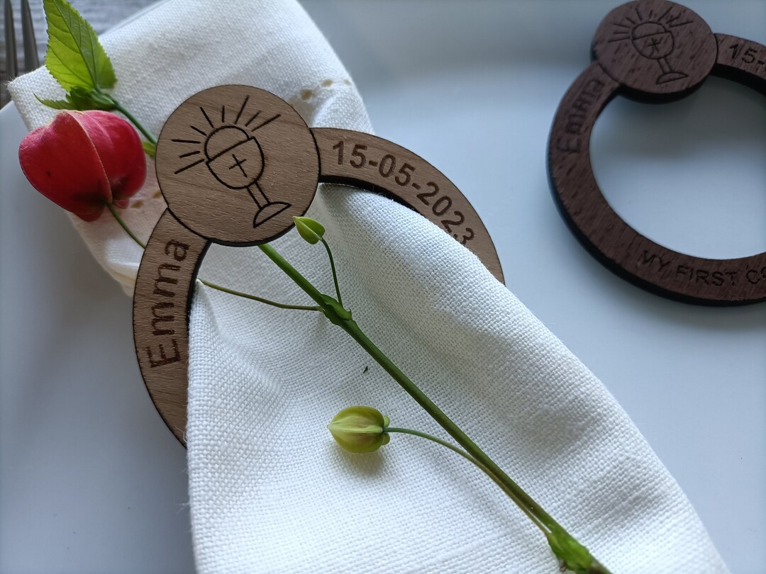 First Communion Napkins Ring, Personalized Napkin Rings, 1st Communion ...