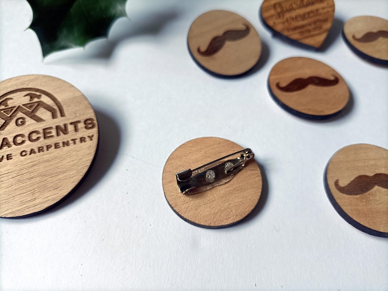 Custom Wooden Lapel Pin – Personalized Engraved Wood Pin for Weddings ...