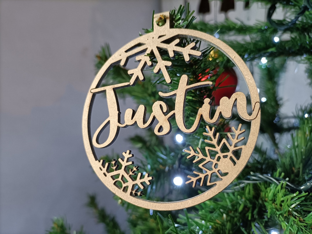Personalized Name Christmas Ornaments Custom Baubles Set, Wooden ...