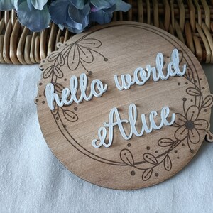 Wooden Hello World Sign, Baby Announcement Sing, Hospital Photo Props ...